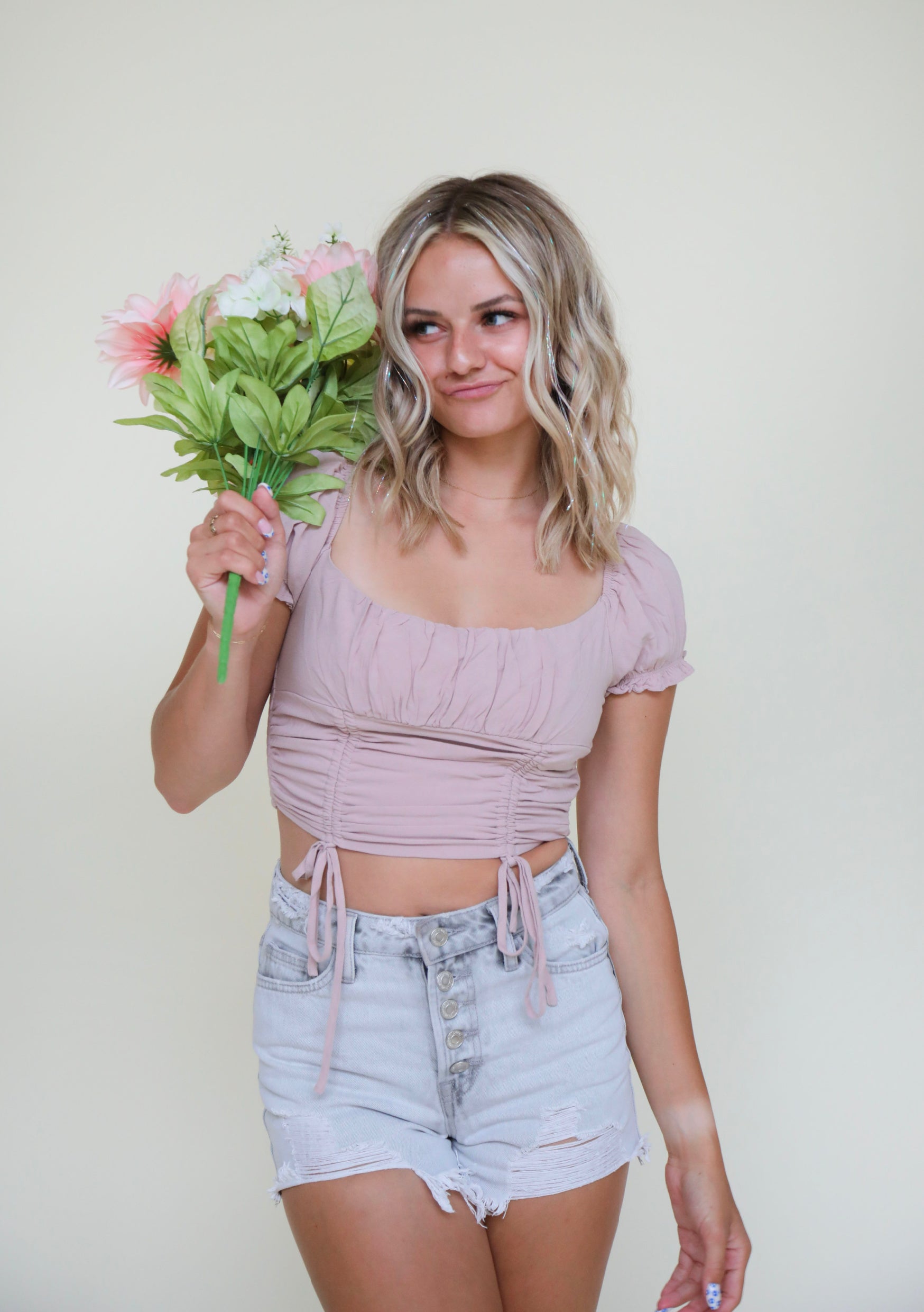 Major Attraction Crop Top in Pale Pink – Kesley Jade Collections